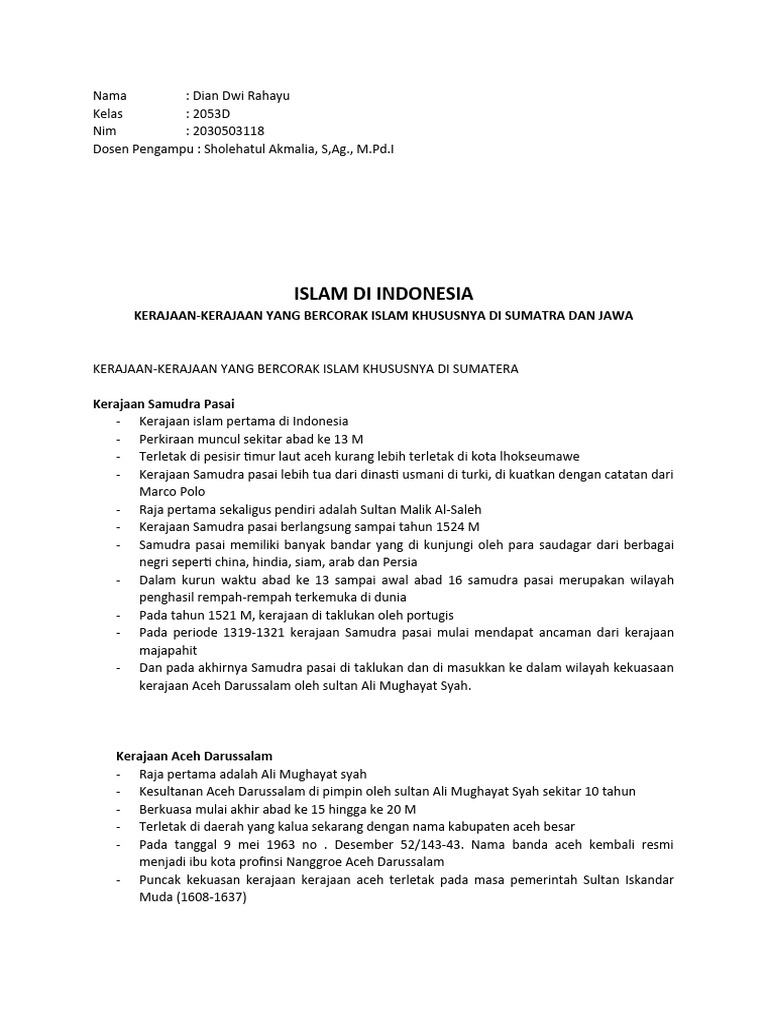 Islam Di Indonesia Dian Dwi Rahayu | PDF