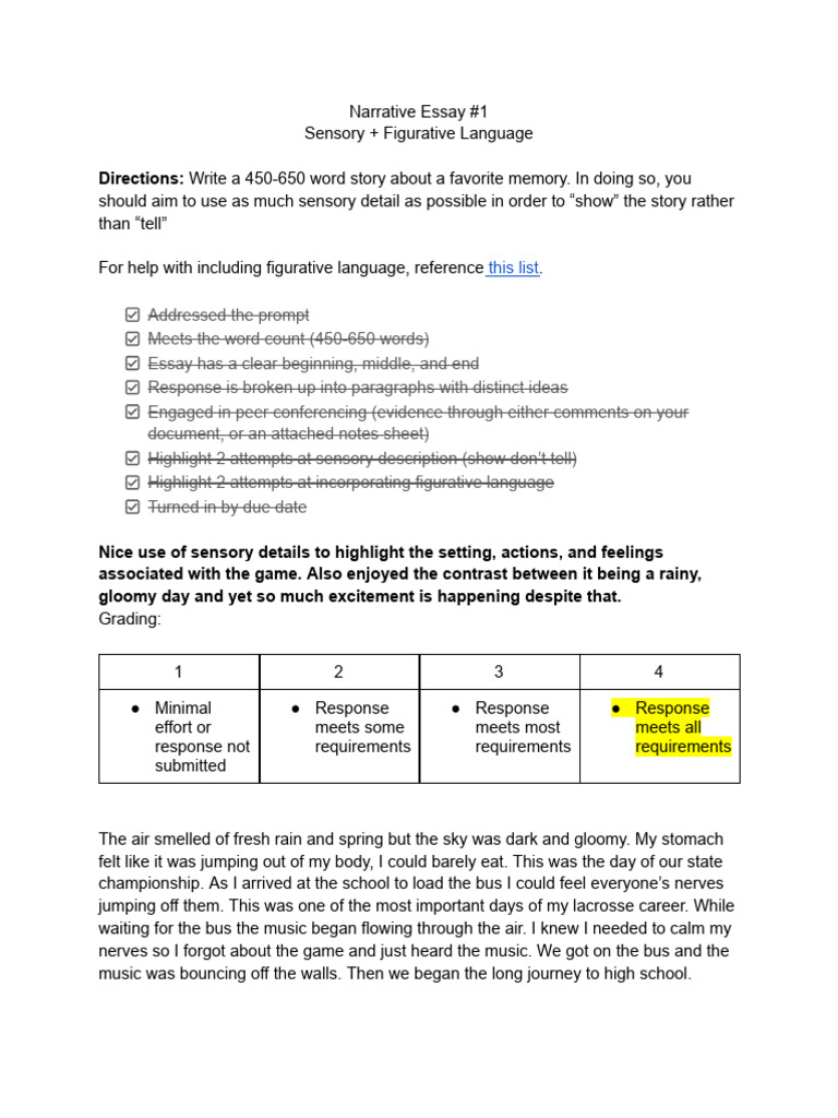 Grace Chandler - Narrative Essay 1 | PDF