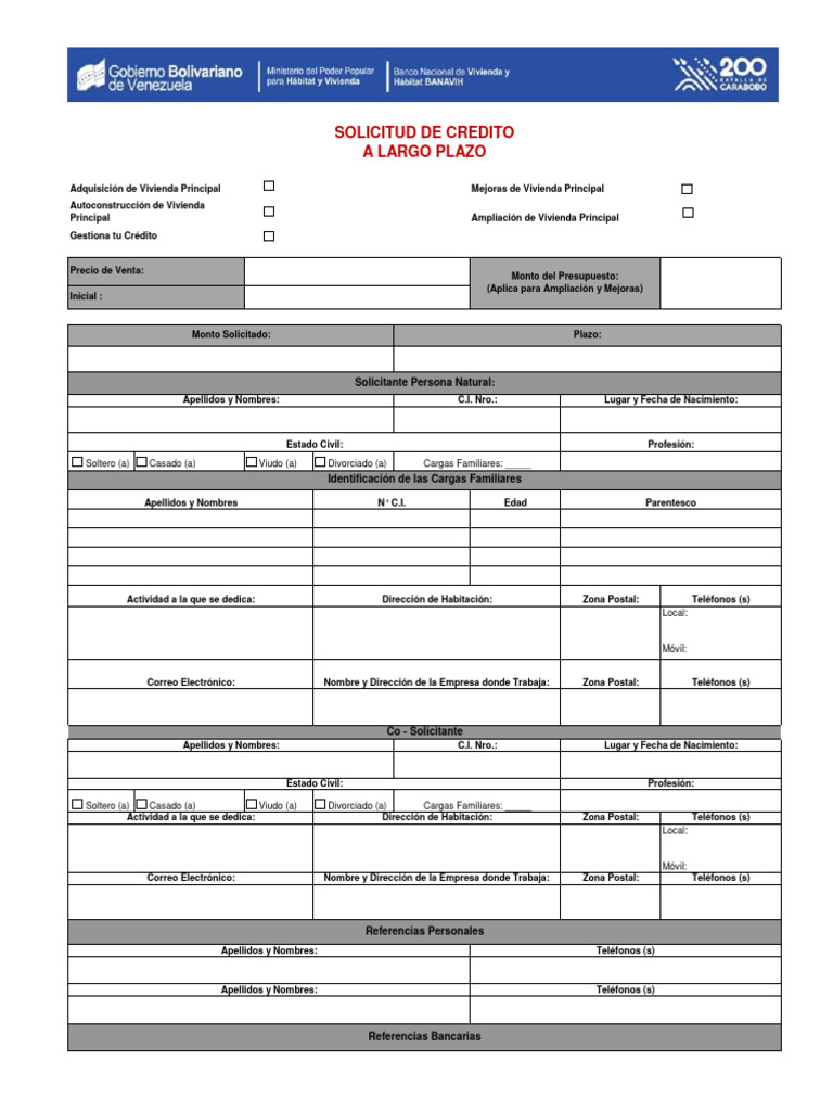 Banavih-Planilla Unica de Solicitudes de Creditos A Largo Plazo ...