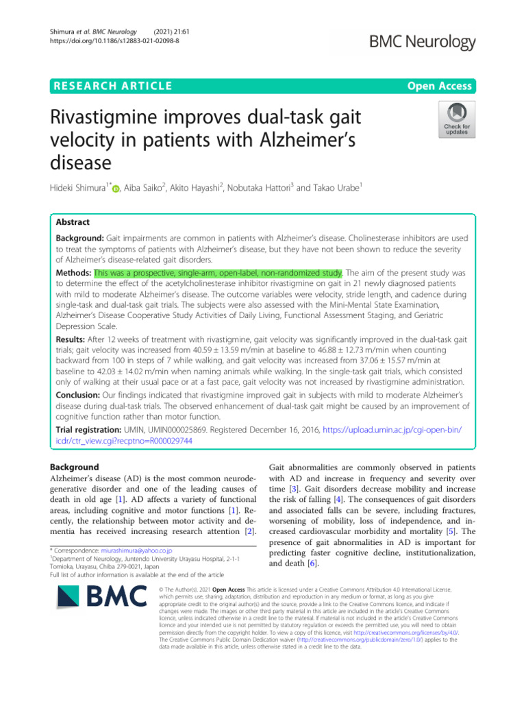 17 B Rivastigmine Improves Dual-Task Gait Velocity in Patients With ...