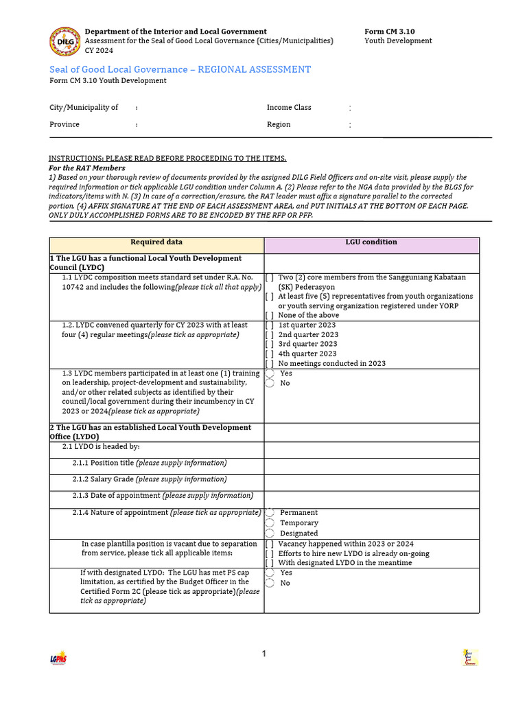 10 - Form CM Youth Development - Final Version | PDF