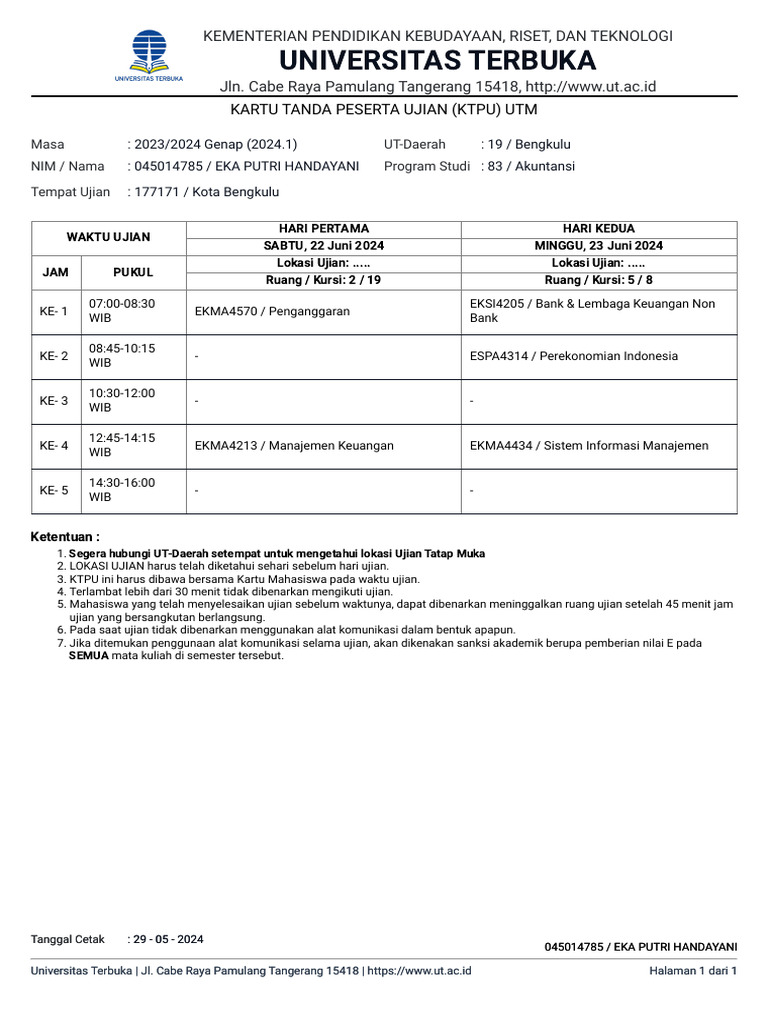 UT - Sistem Informasi Akademik | PDF