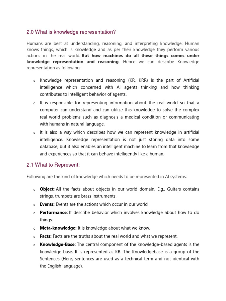 Knowledge Representation - Unit2 | PDF | Knowledge Representation And Reasoning | Logic