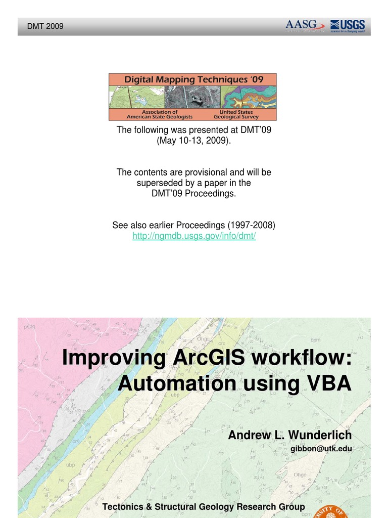 The Following Was Presented at DMT'09 (May 10-13, 2009) | PDF | Arc Gis | Visual Basic For ...