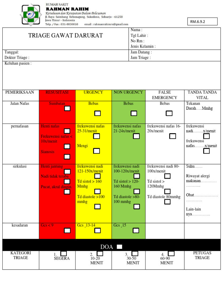 Form Triage Gawat Darurat | PDF