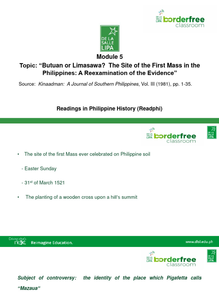 Limasawa - Butuan - Site of The First Mass - Revised | PDF | Age Of ...