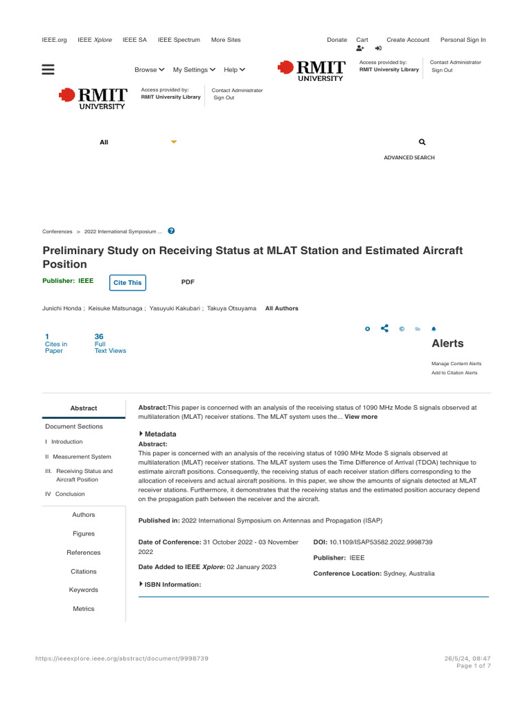 Preliminary Study On Receiving Status at MLAT Station and Estimated ...