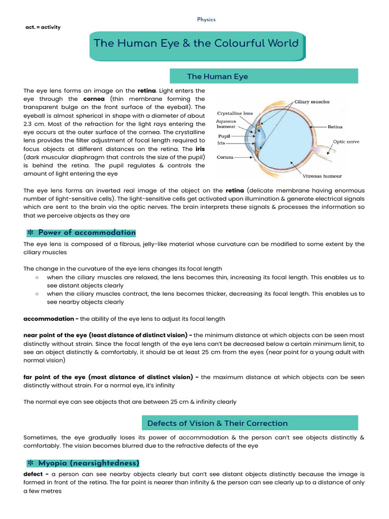 The Human Eye and The Colourful World | PDF | Eye | Human Eye