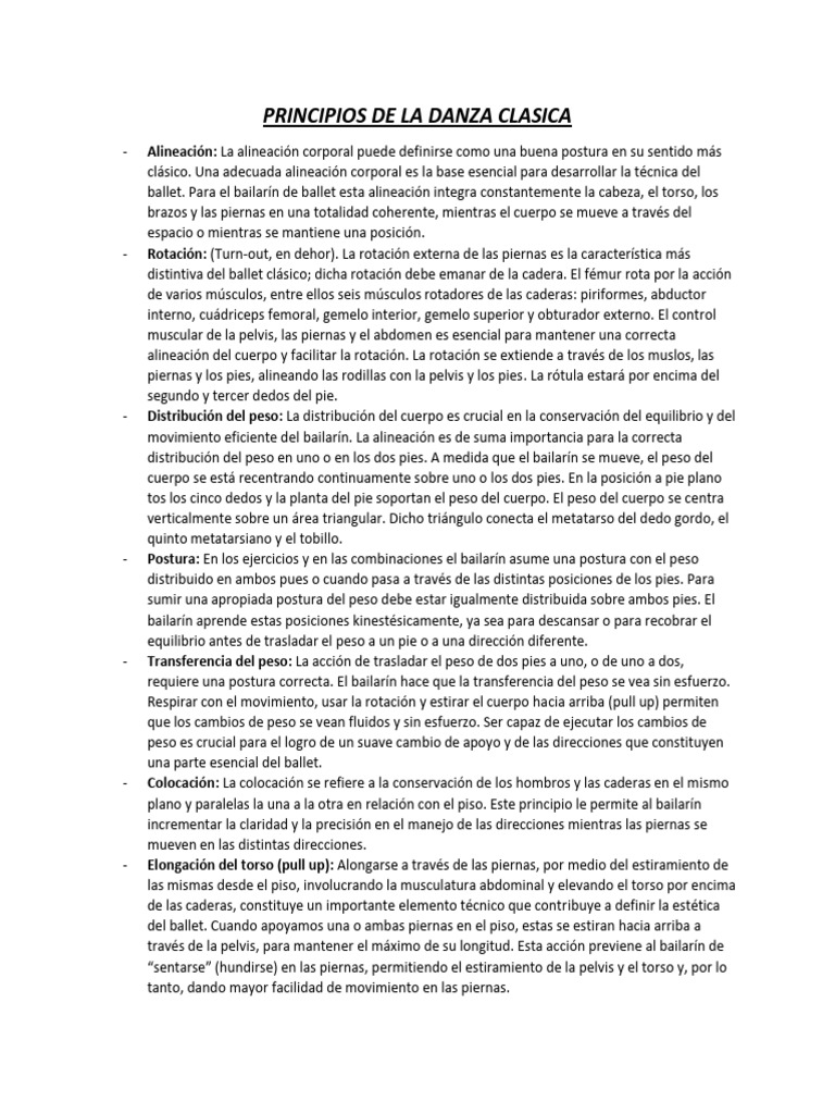 Principios de La Danza Clasica | PDF | Ballet | Bailes