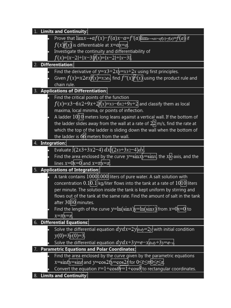 Calculus Concepts: Limits to Differential Equations | PDF | Equations ...