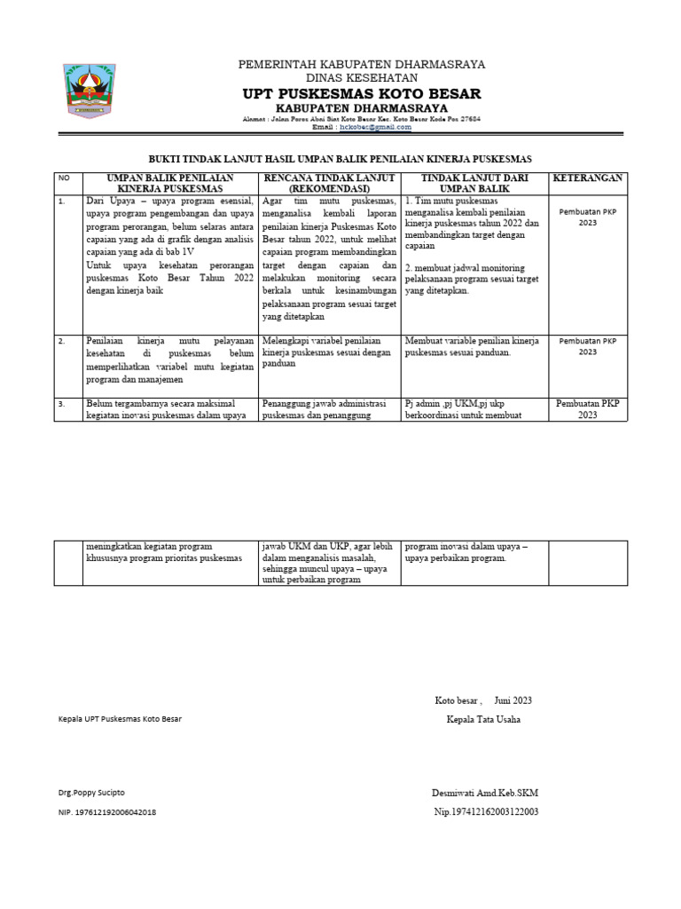 Bukti Puskesmas Menerima Umpan Balik | PDF