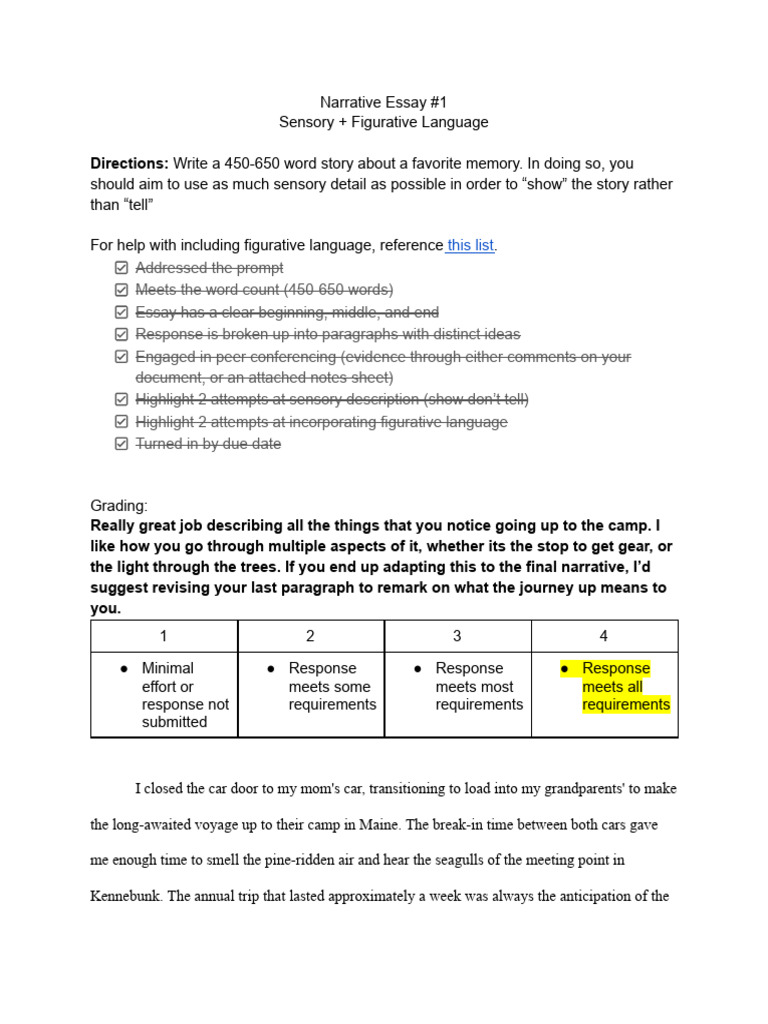 Sensory Narrative: A Trip to Maine | PDF