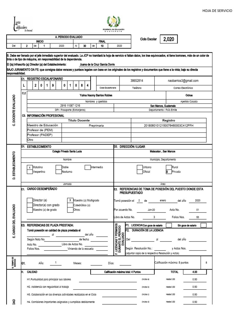 Hoja de Servicio 2023 | PDF | Titulo academico | Etapas educativas