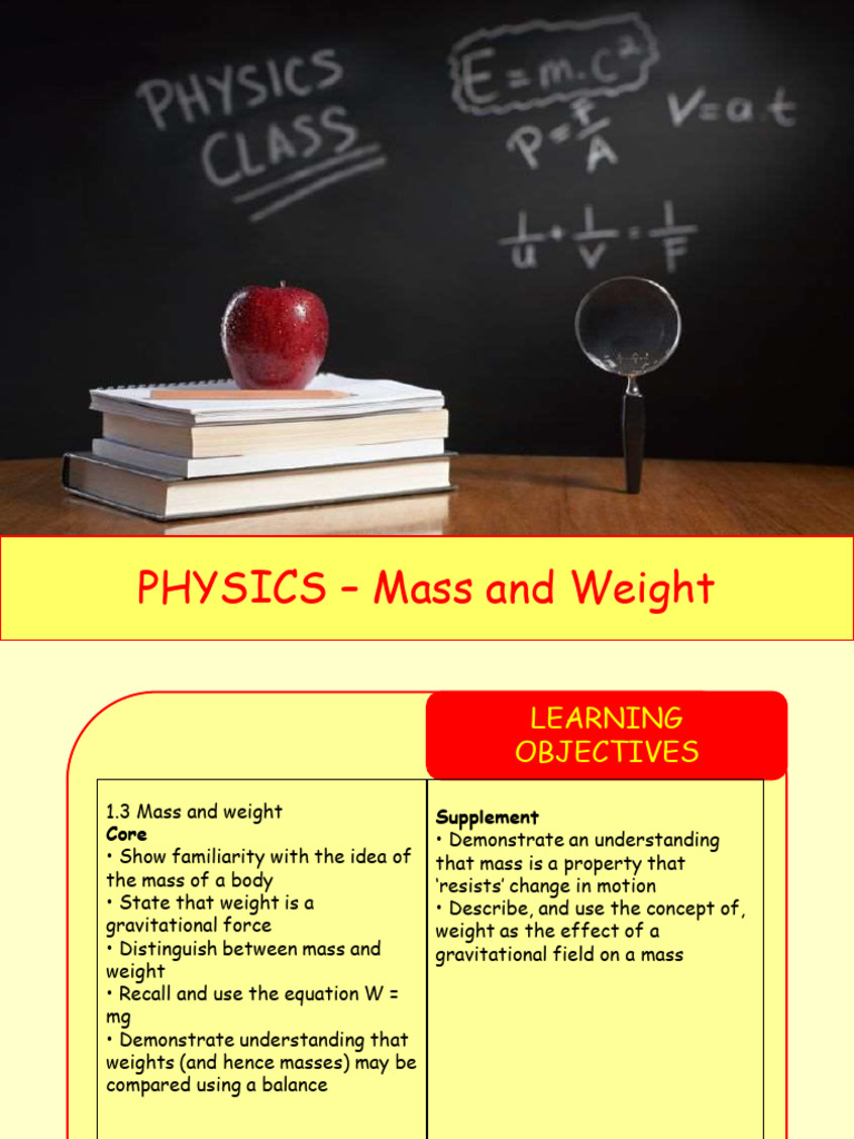 Physics 3 - Mass and Weight | PDF | Weight | Mass