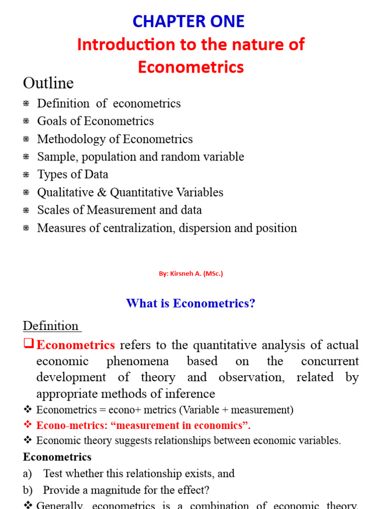 Econometric Chapter One Pdf Econometrics Statistics