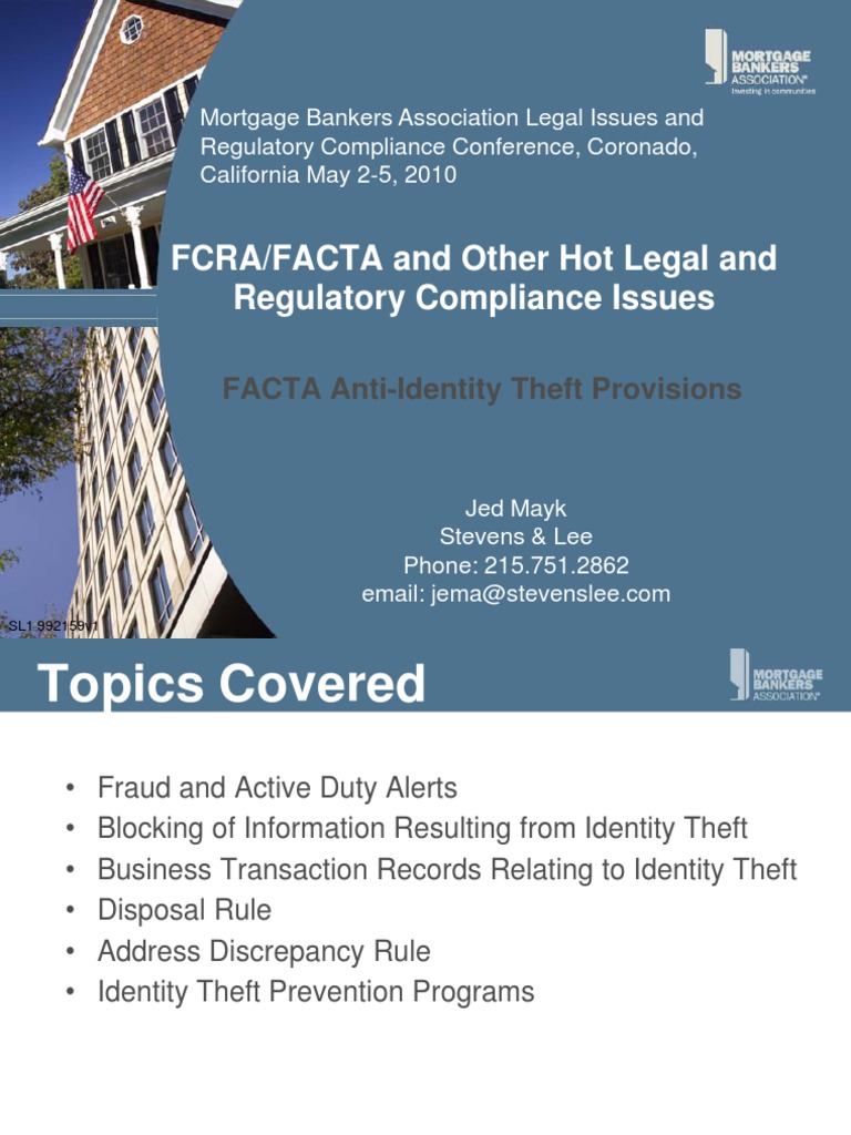 FCRA/FACTA and Other Hot Legal and Regulatory Compliance Issues | PDF ...