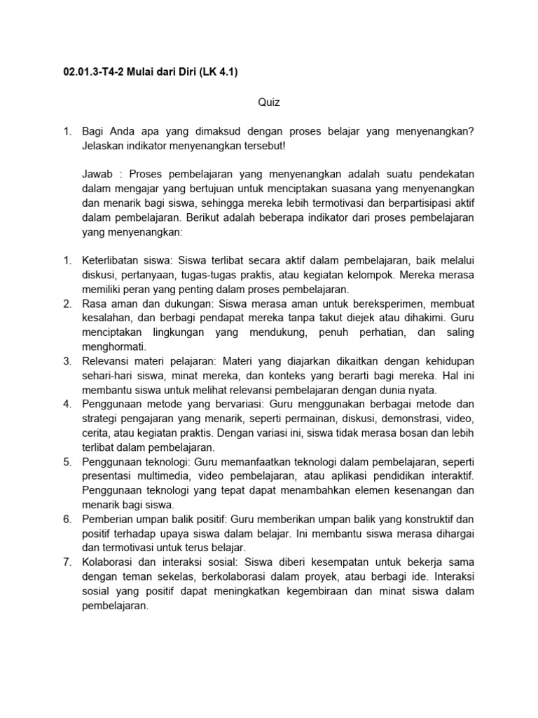 02.01.3-T4-2 Mulai Dari Diri (LK 4.1) | PDF | Karier & Perkembangan