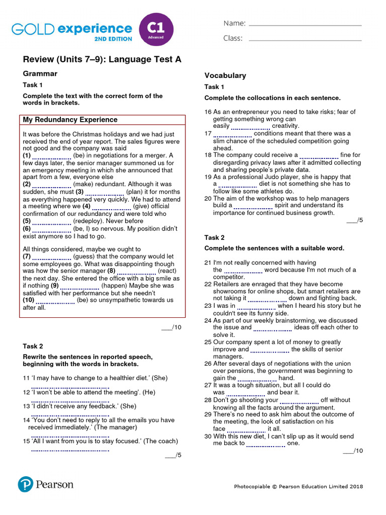 C1 Language Test: Internship Review | PDF | Internship | Job Hunting