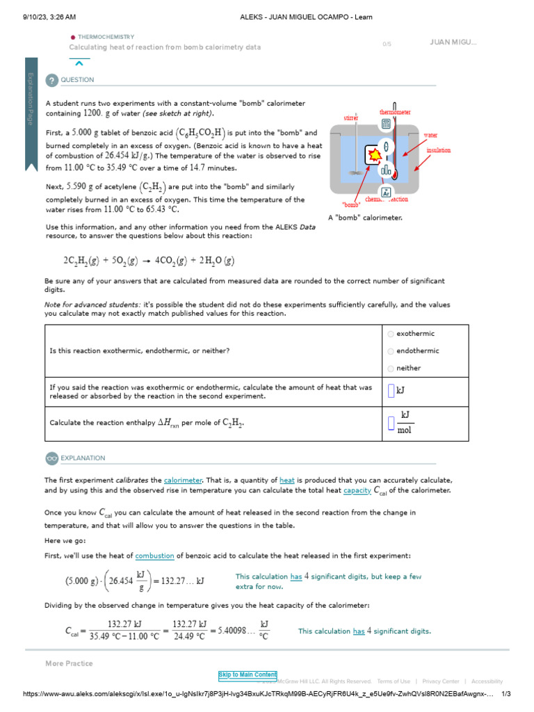 Aleks - Juan Miguel Ocampo - Bomb Calorimetry 1 | PDF | Continuum ...