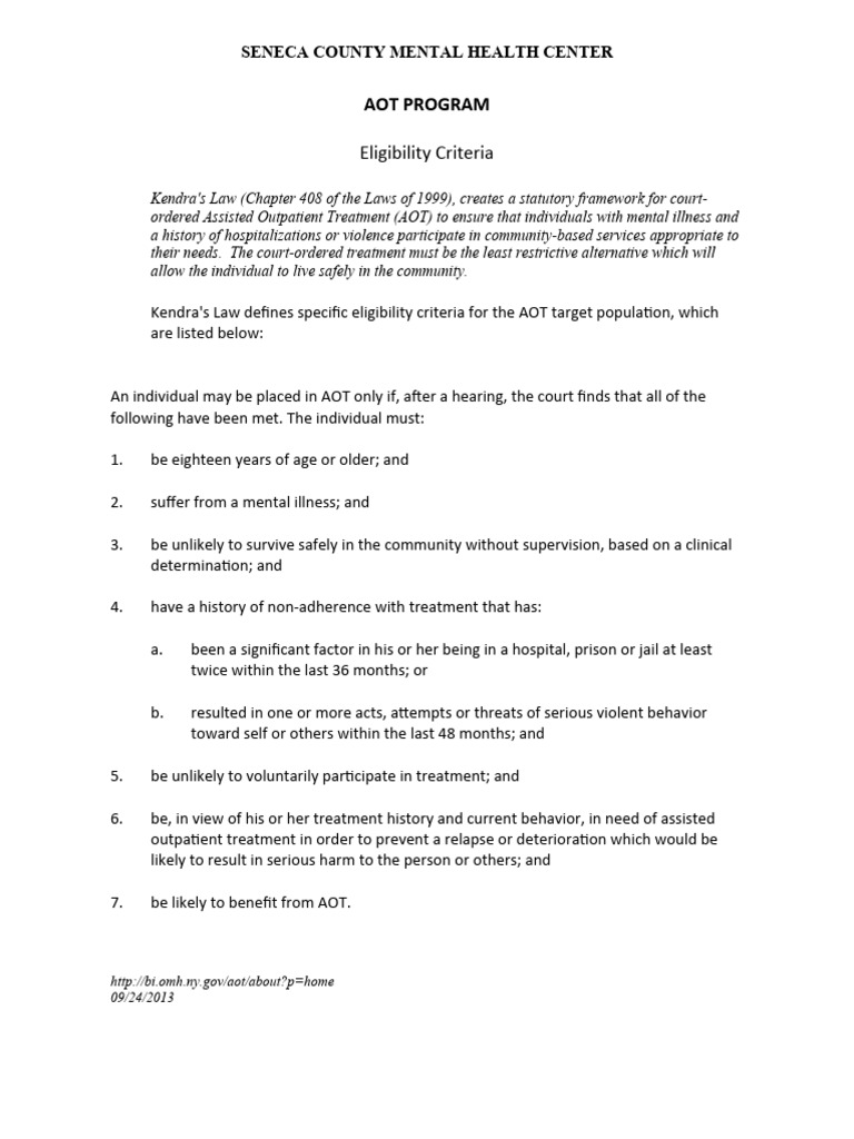 AOT Eligibility Criteria | PDF | Law | Self-Improvement