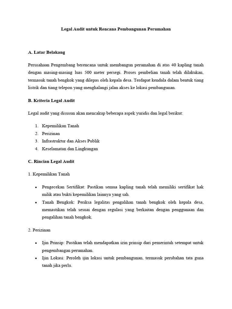Legal Audit Untuk Rencana Pembangunan Perumahan | PDF | Hukum ...