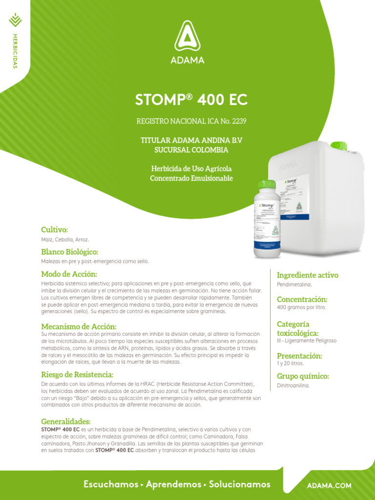 Ficha Tecnica Stomp | Descargar gratis PDF | Herbicida | Germinación