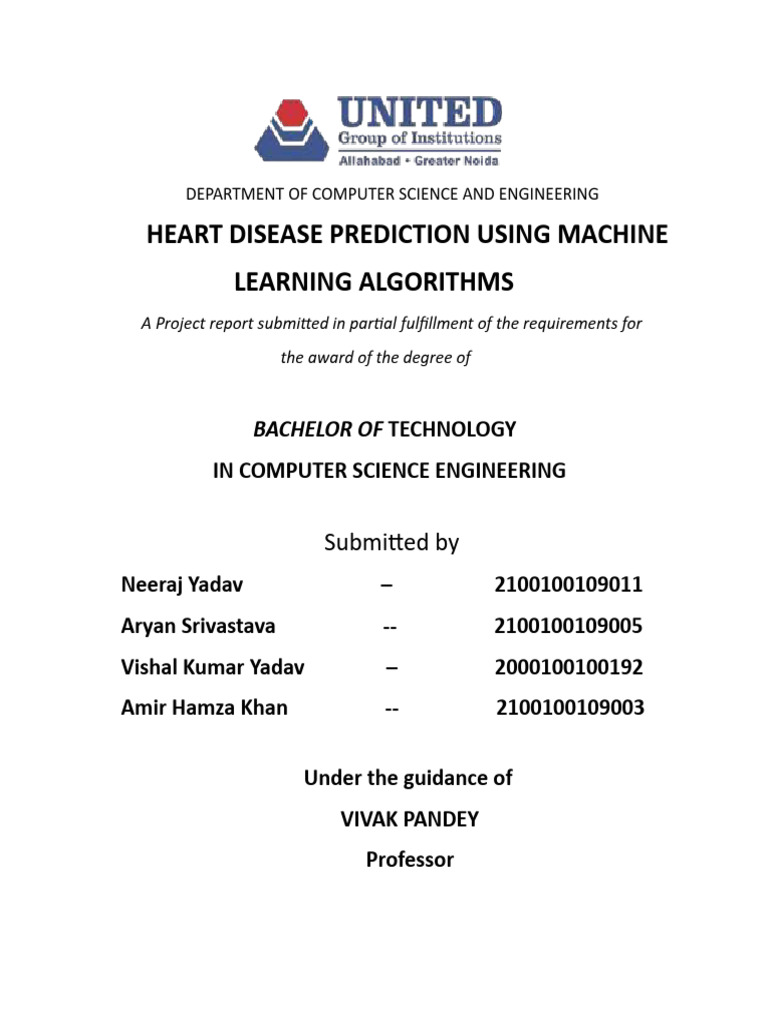 HEART DISEASE PREDICTION Using MACHINE LEARNING ALGORITHM Presentation | PDF | Statistical ...