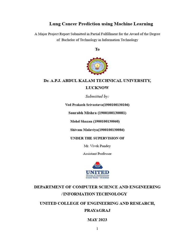 Prediction of Lung Cancer Using ML (1) - 2 | PDF | Cancer | Lung Cancer