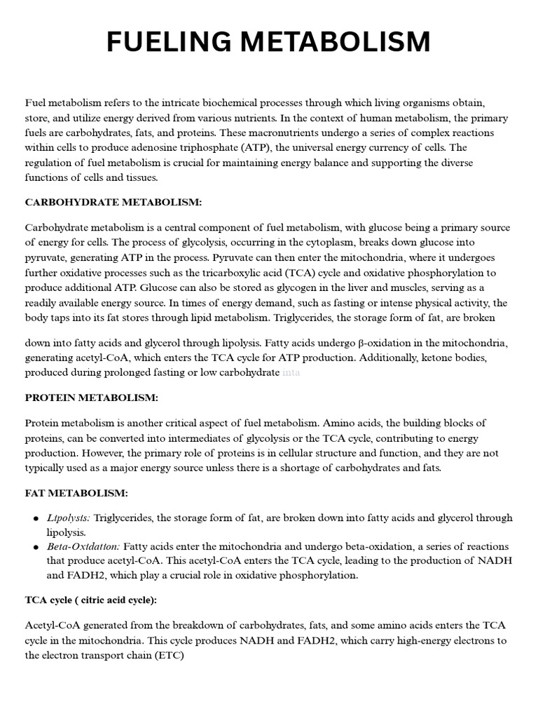 Fueling Metabolism | PDF | Metabolism | Diet & Nutrition