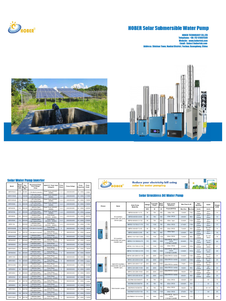 Hober Solar Water Pump Catalog List | PDF | Power Inverter | Mains ...