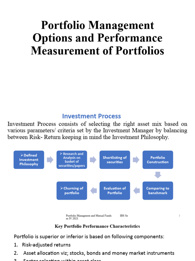 Portfolio Management Options and Performance Measurement of Portfolios ...