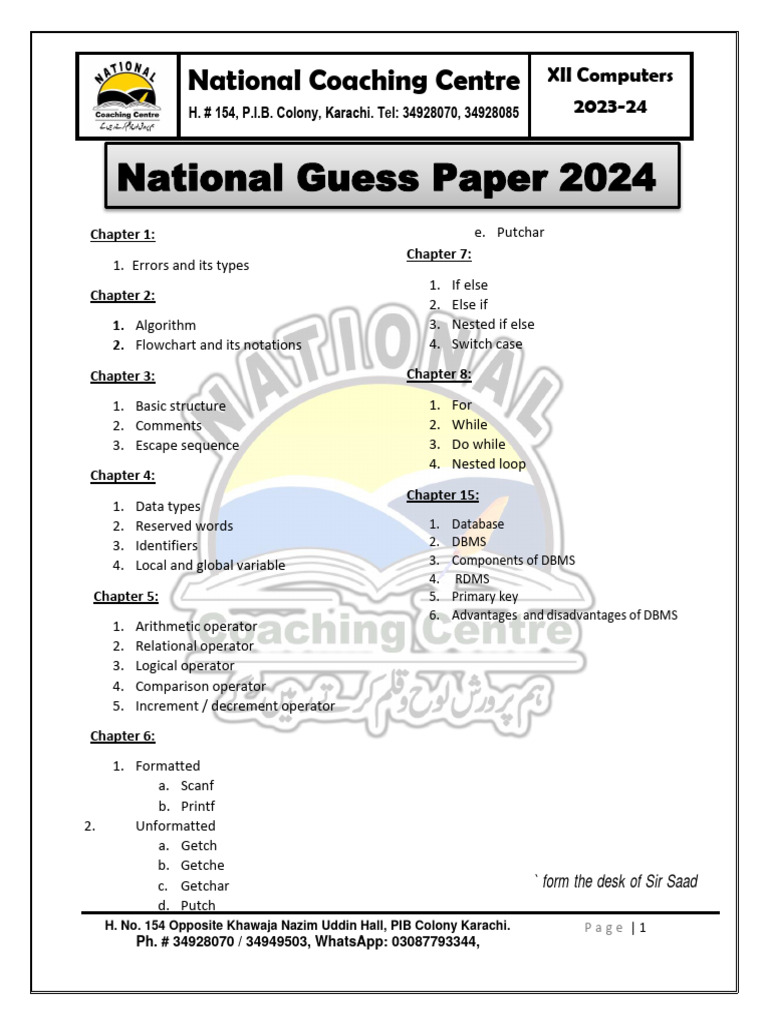 Xii Comp (Study Paper) | Download Free PDF | Databases | Relational ...