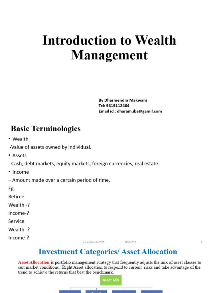 Introduction To Wealth Management | PDF | Derivative (Finance) | Investment Management