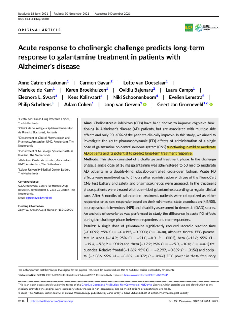 3 Acute Response To Cholinergic Challenge Predicts Long-Term | PDF ...