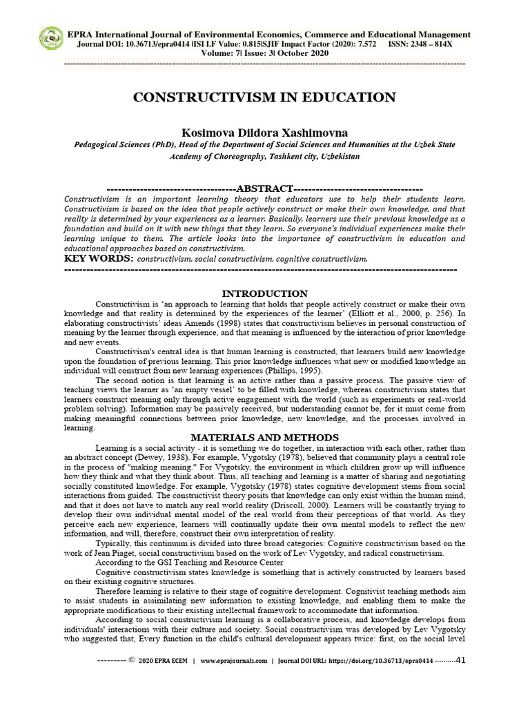 Constructivism in Education | PDF | Constructivism (Philosophy Of ...