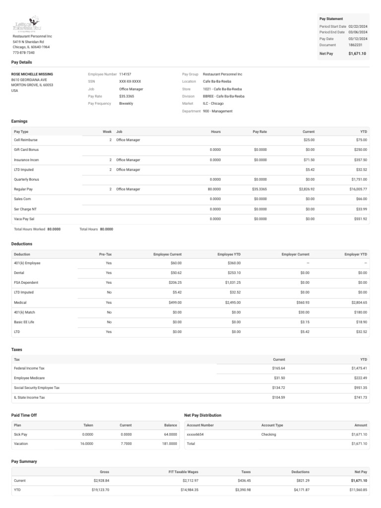 Mar 12-Pay Statement | PDF | Income Tax In The United States | Taxes