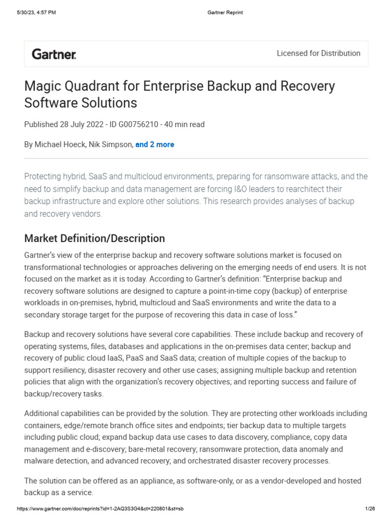 Zerto Gartner Reprint | PDF | Cloud Computing | Backup