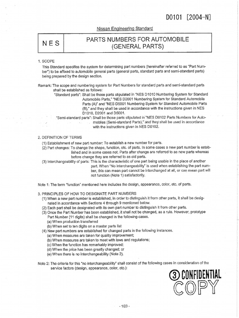 d0101 (2004-n) Parts Numbers For Automobile - General Parts | PDF