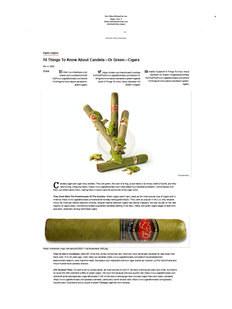 10 Things To Know About Candela-Or Green-Cigars Cigar Aficionado | PDF ...