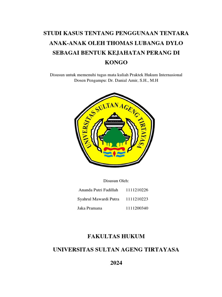 Kelompok 2 - Studi Kasus Tentang Penggunaan Tentara Anak-Anak Oleh ...