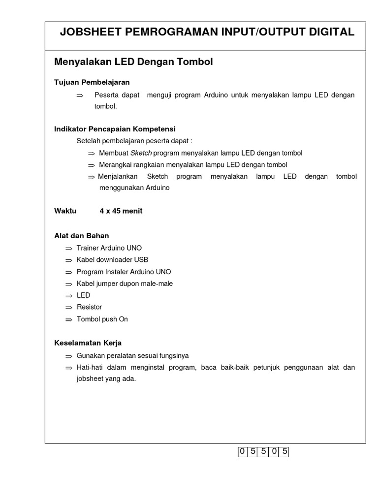 Jobsheet 2 Input Output Digital | PDF