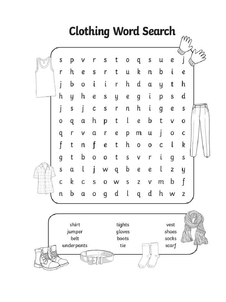 Sopa de letras clothes | PDF