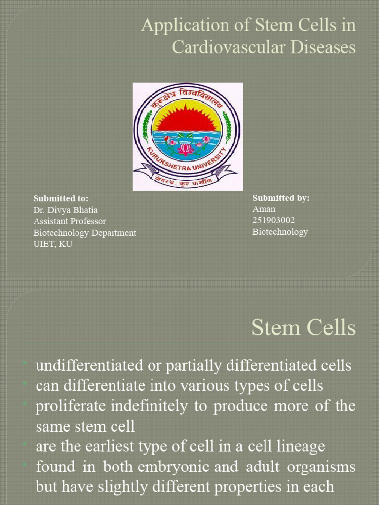 Appliction of Stem Cells in Cardiovascular Disease | PDF | Stem Cell | Cardiac Muscle