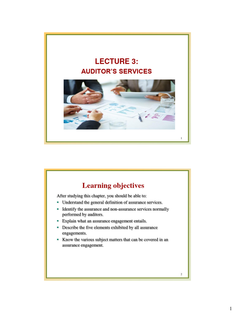 Auditor Services and Assurance Engagements | PDF | Audit | Financial Audit