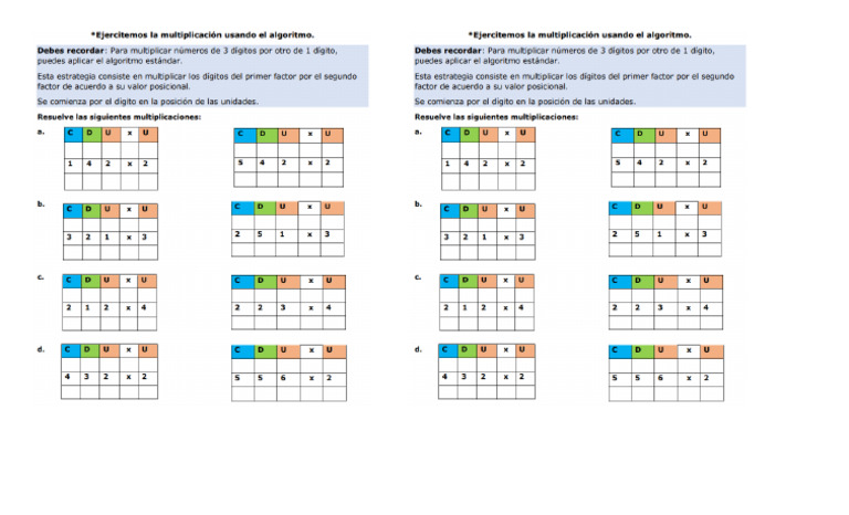 Multiplicacion Por 3 Digitos | PDF