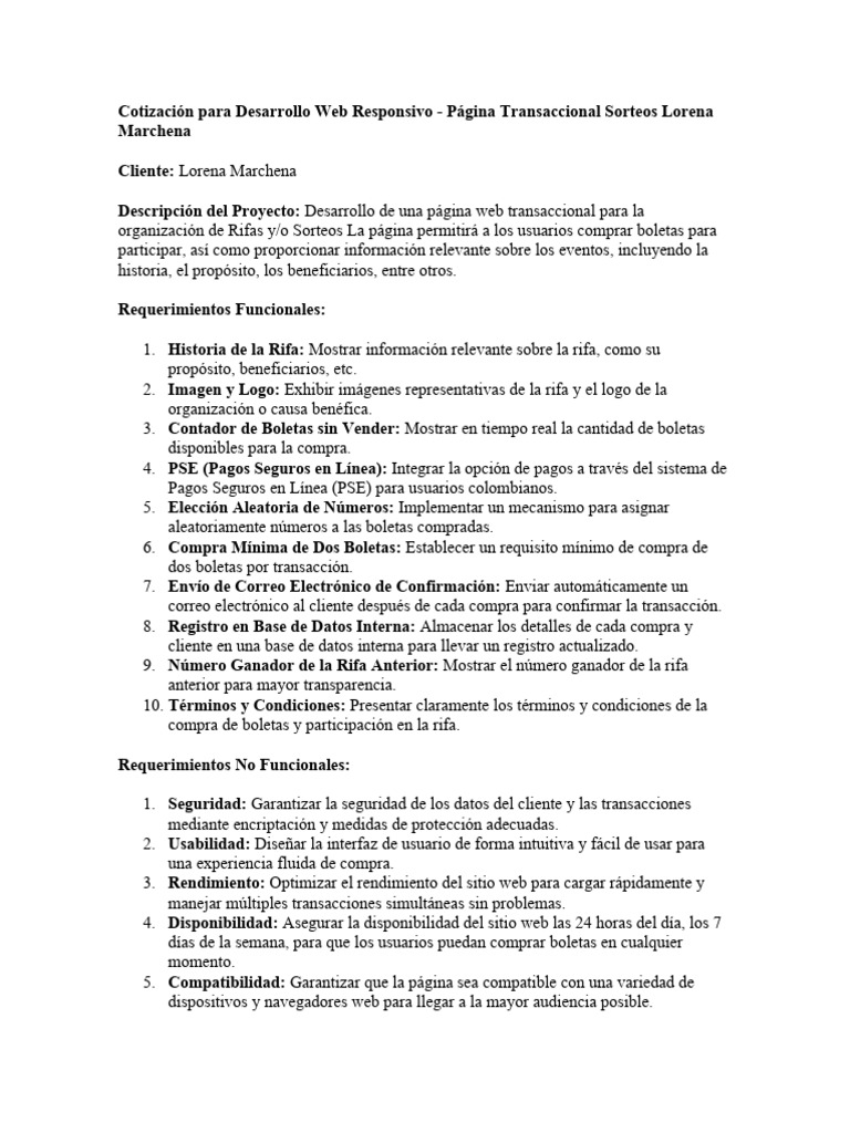 Cotización para Desarrollo Web Lorena M | Descargar gratis PDF | Red mundial | Internet y web