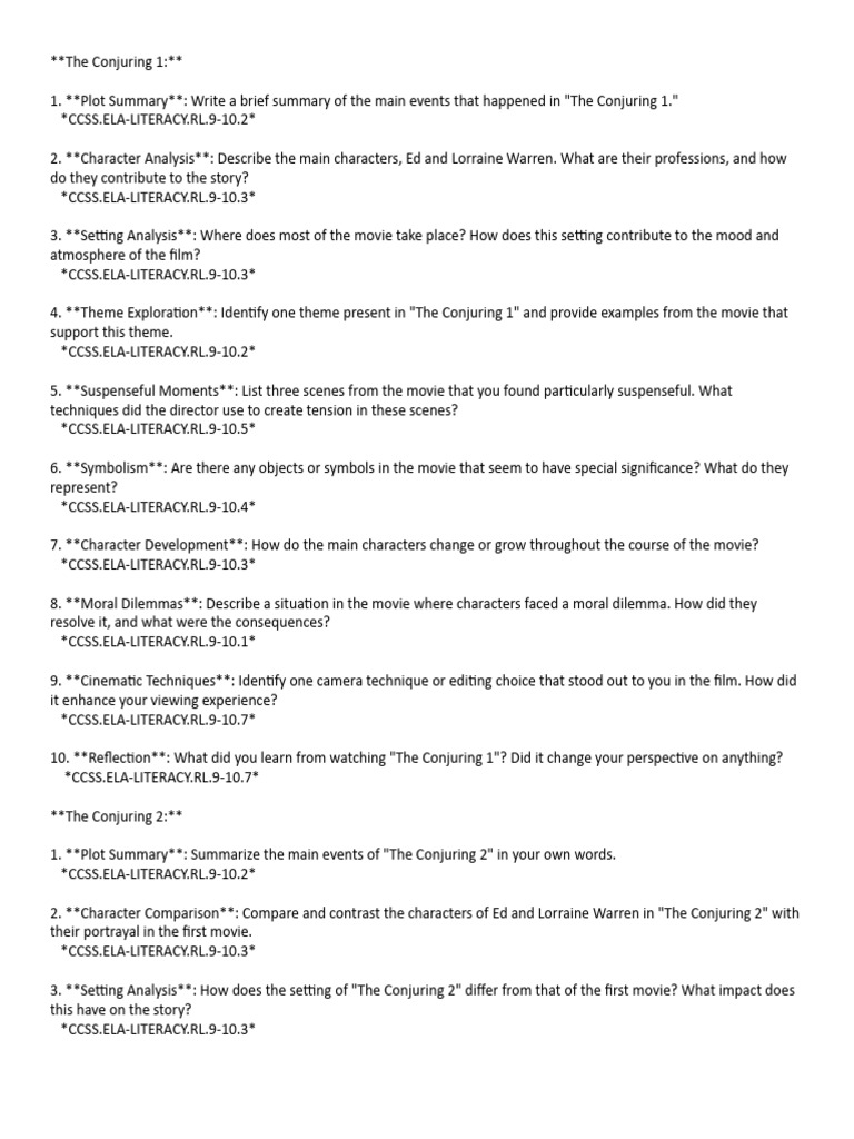 Conjuring Comprehension Questions (Guided Notes) | Download Free PDF ...