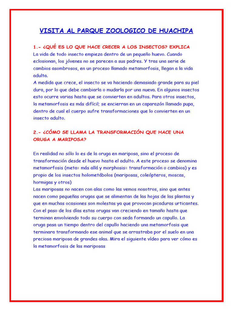 Visita Al Parque Zoologico de Huachipa | Descargar gratis PDF | León ...