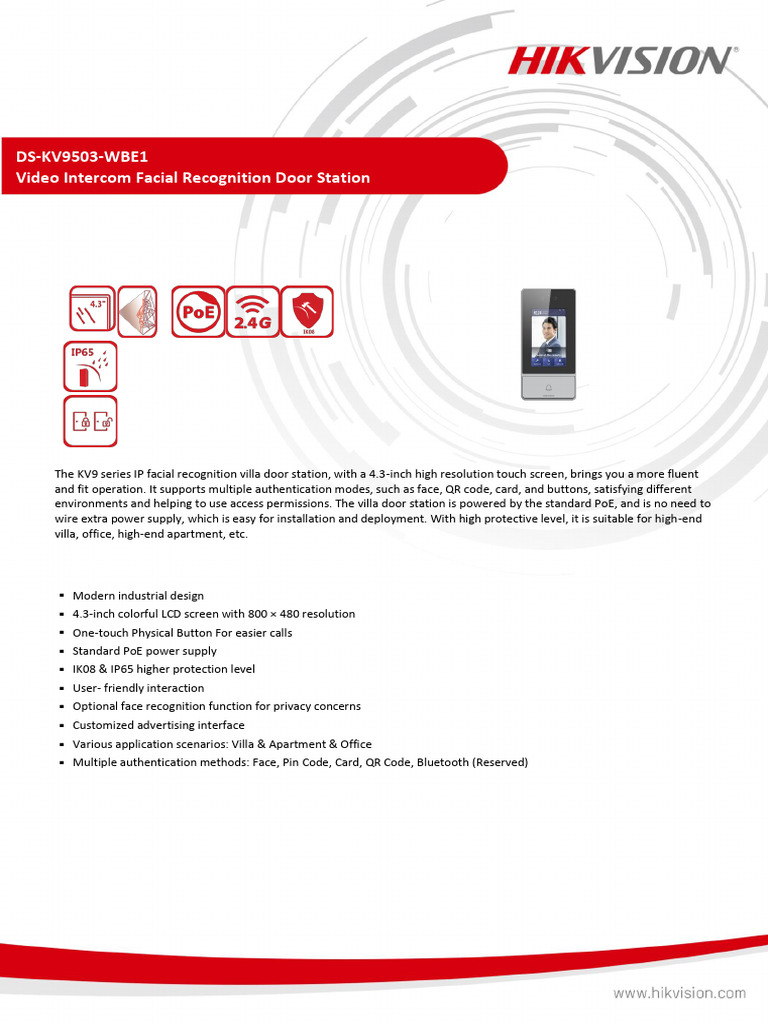 Hikvision DS-KV9503-WBE1 Overview | PDF | Display Resolution | Video