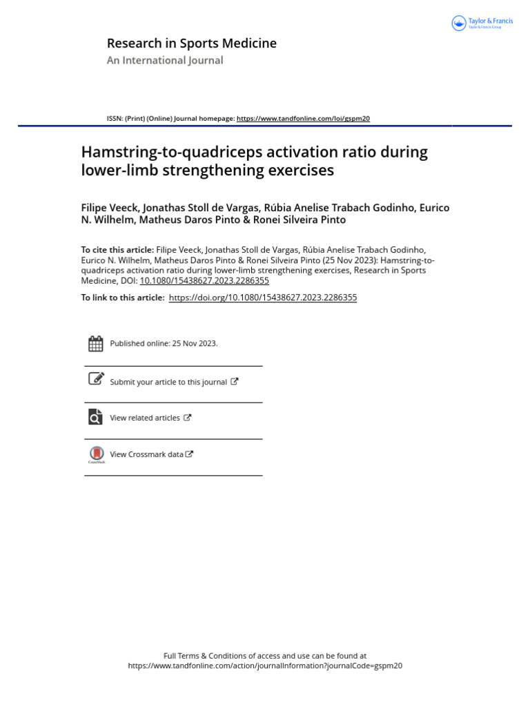 Hamstring To Quadricepsactivationratioduringlower ...